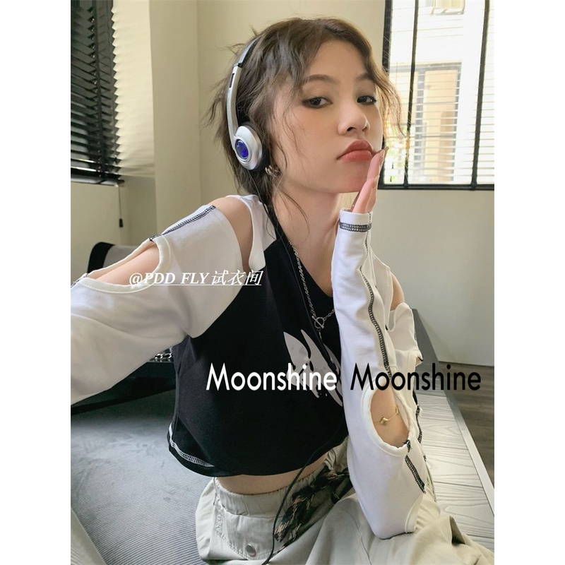 Moon เสื้อครอป เสื้อสายเดี่ยว ย้อนยุค y2k 2022 NEW 22112408 | Shopee Thailand