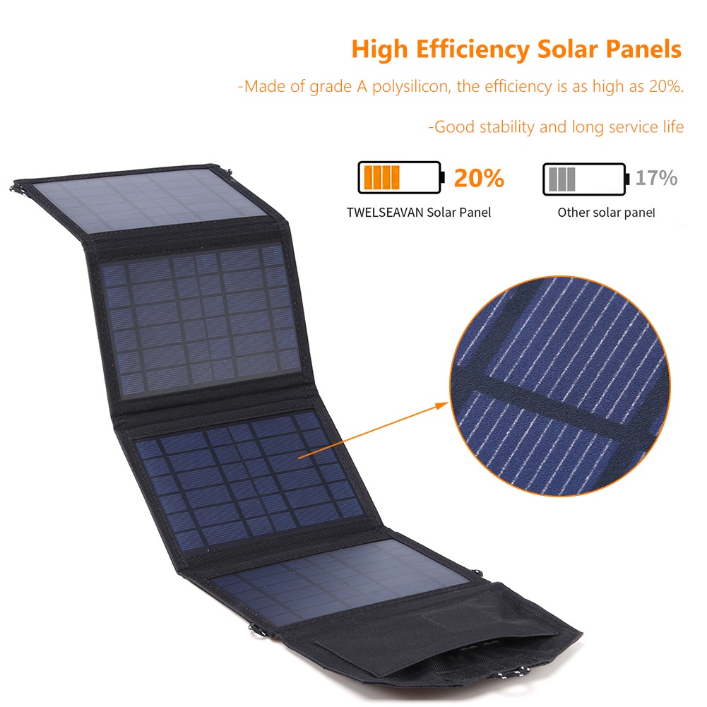 30W 20W Outdoor Foldable Solar Panels Cell 5V USB Portable Solar ...
