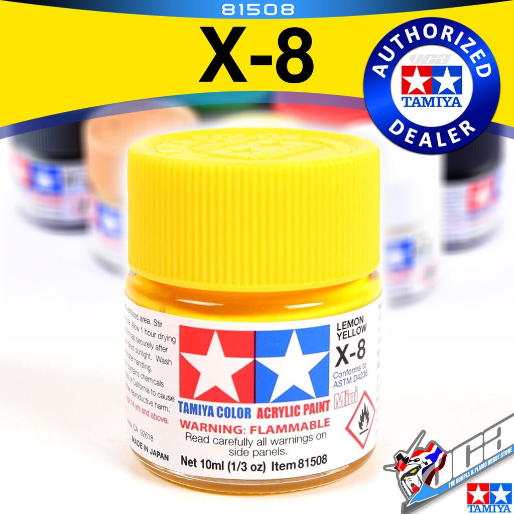 TAMIYA 81508 X-8 X8 LEMON YELLOW สีเหลืองมะนาวเงา ACRYLIC PAINT MINI ...