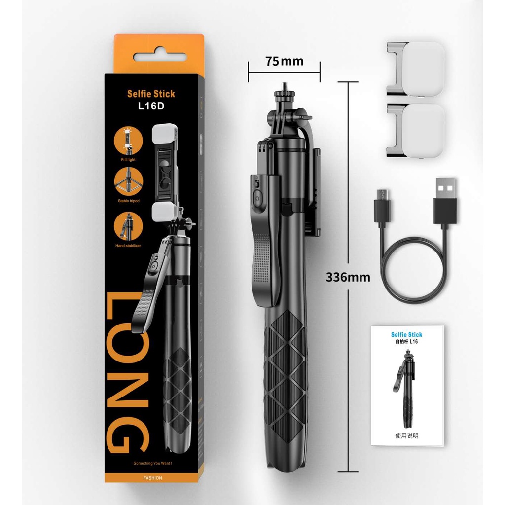 ใหม่ L16 ขาตั้งกล้องไม้เซลฟี่ไร้สาย 1.55m. พับได้มาพร้อมรีโมทบลูทูธ พิเศษสามารถใช้กล้องแอคชั่น ...