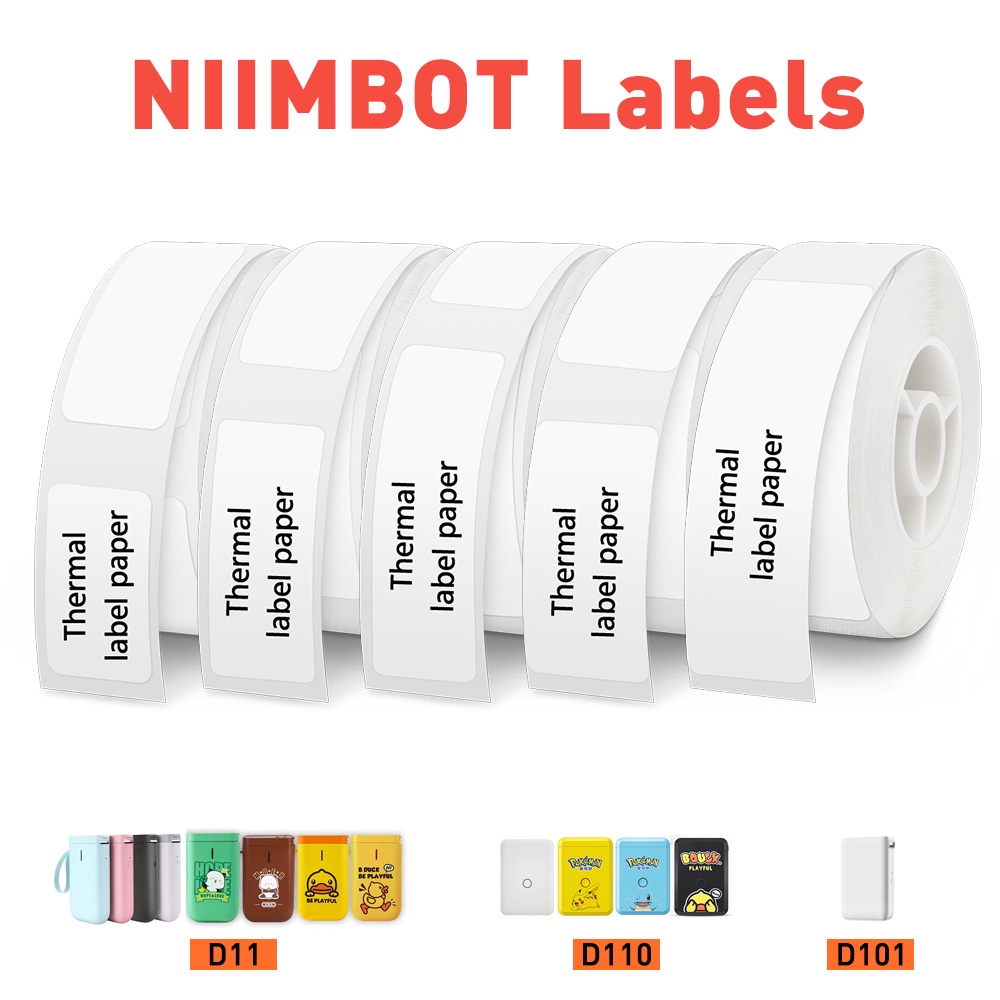 Niimbot D11 เทปฉลากกระดาษความร้อน สีขาว D110 D101 สําหรับเครื่องพิมพ์ ...