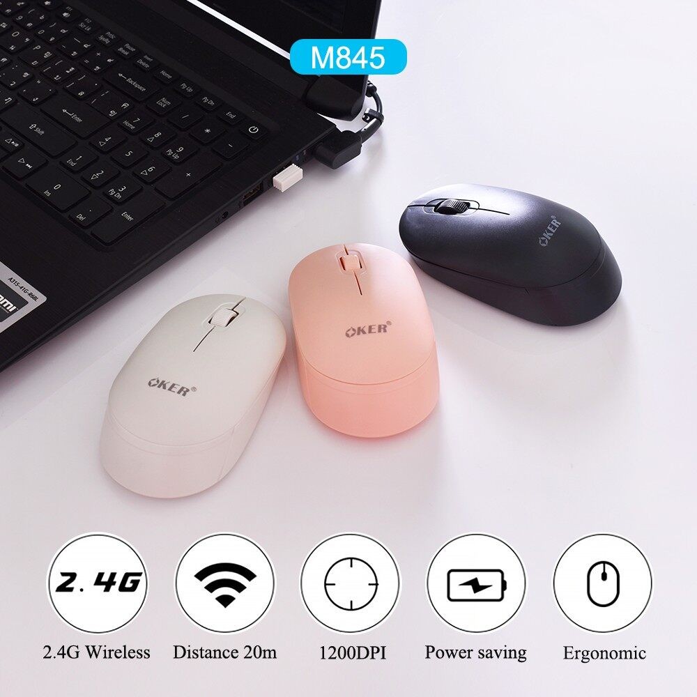 เมาส์ไร้สาย OKER M845 USB 2.4G WIRELESS MOUSE | Shopee Thailand