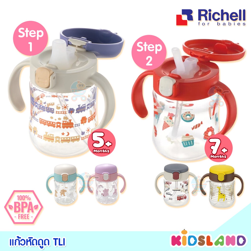 Richell แก้วหัดดูด ถ้วยหลอดดูดกันสำลัก แก้วหัดดื่ม ถ้วยหัดดูด รุ่น TLI MUG | Shopee Thailand