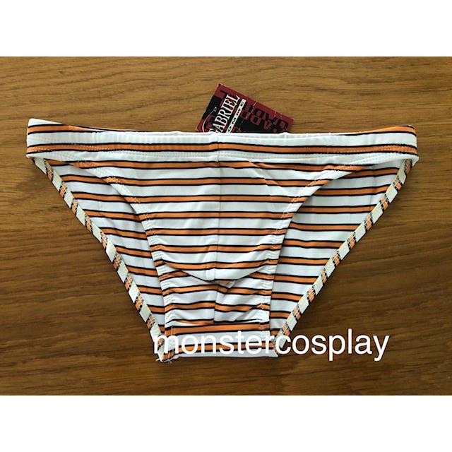 BODY By Gabriel Homme Swimwear men กางเกงว่ายน้ำชาย ลายทาง ขาว-ส้ม ...