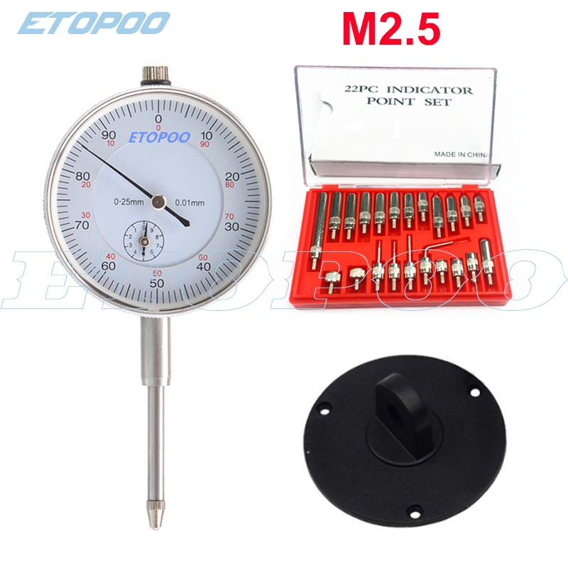 Dial Indicator 0-10mm 25mm 30mm Lug Back Test Gauge และ 22pcs Anvil ...