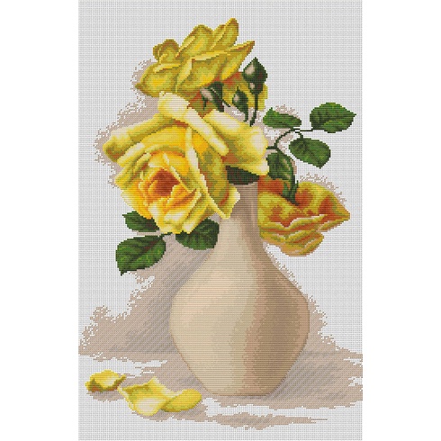 LU-B508 Yellow roses ชุดปักครอสติชลิขสิทธิ์แท้ ครอสติชไม่พิมพ์ลาย ...