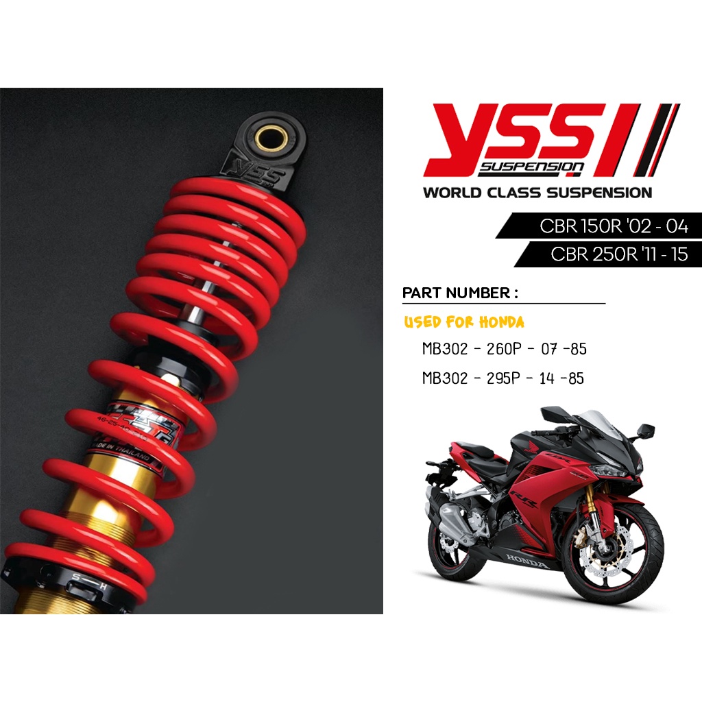 โช๊ค YSS hight performance CBR 150R'02-04 / CBR 250R'11-15 ของแท้100% | Shopee Thailand