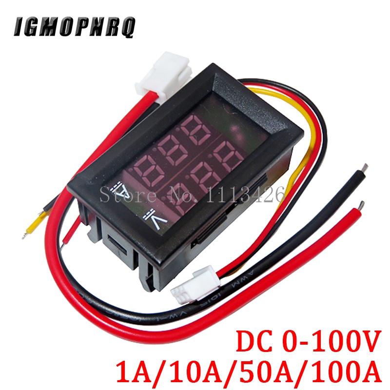 โวลต์มิเตอร์ แอมมิเตอร์ดิจิทัล DC 0-100V 1A 10A 50A 100A หน้าจอคู่ LED 0.28 นิ้ว | Shopee Thailand