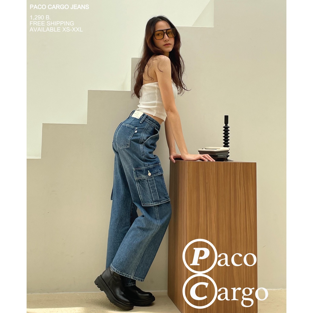 TGDA.CO - กางเกงยีนส์คาร์โก้ Body girl รุ่น Paco cargo jeans | Shopee ...