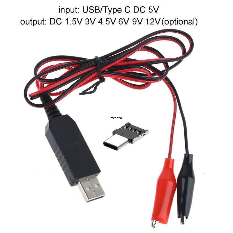 DIY Type C USB to 1.5V 3V 4.5V 6V Power Cable AA AAA C D Size ...