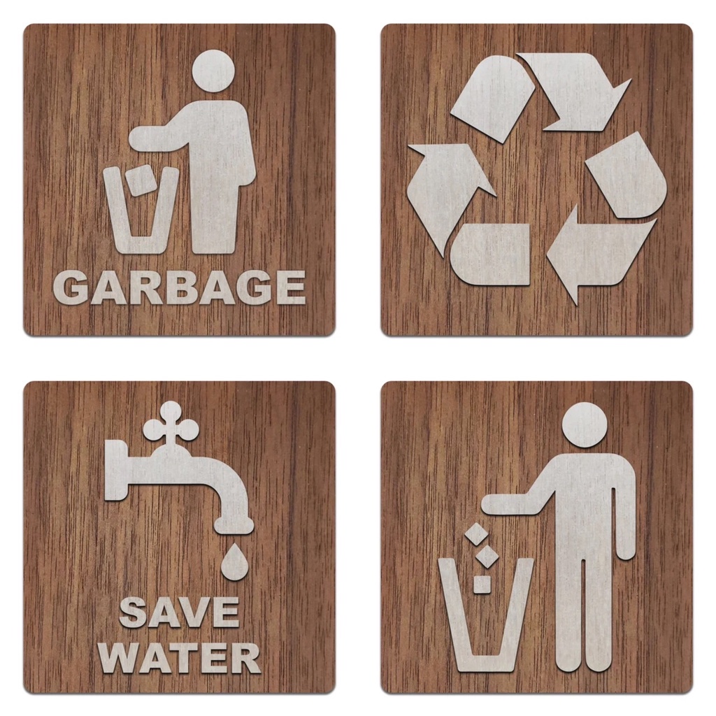 [FudFudAR] ฝุด-ฝุด-อะ ป้ายไม้ Garbage Sign Trash Sign ขยะ ป้ายถังขยะ ...