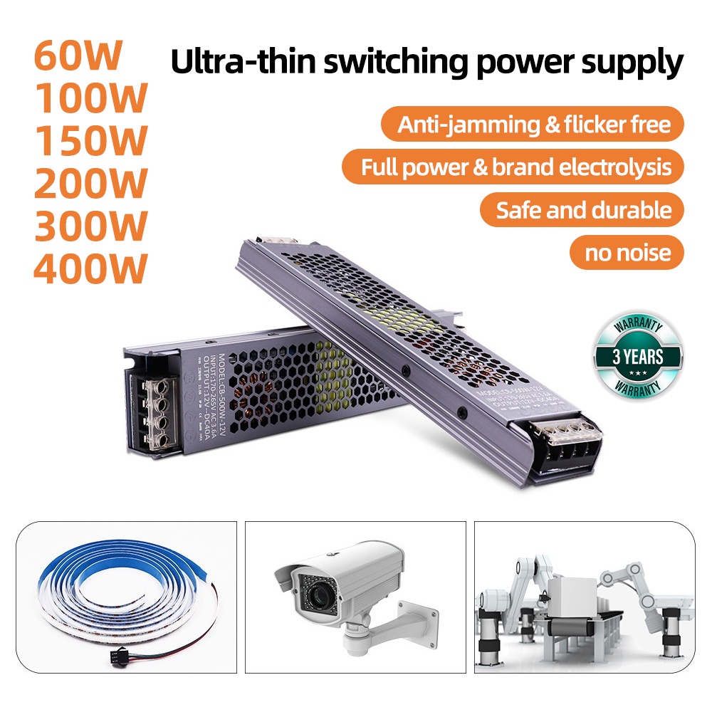 หม้อแปลงพาวเวอร์ซัพพลาย บางพิเศษ DC 12V 24V 60W 100W 150W 200W 300W 400W LED | Shopee Thailand