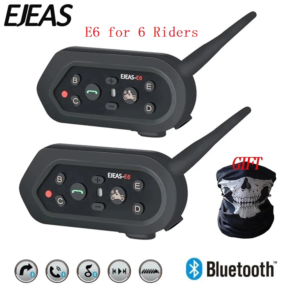 EJEAS E6 Intercom Motorcycle VOX 1200M Communicator Bluetooth Headset ...