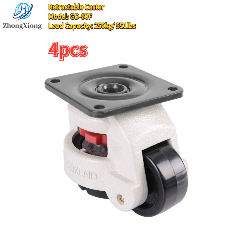 [แคสเตอร์] 4pcs 2" Retractable Leveling Caster Industrial Machine ...