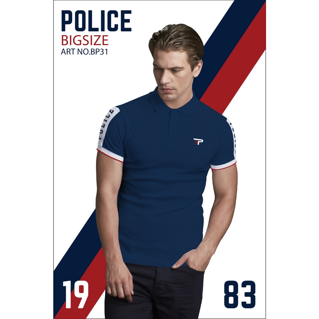 Police Bigsize เสื้อยืด Polo ทรง Slim fit พอดีตัว ผุ้ชาย/ผู้หญิง ( BP31) | Shopee Thailand