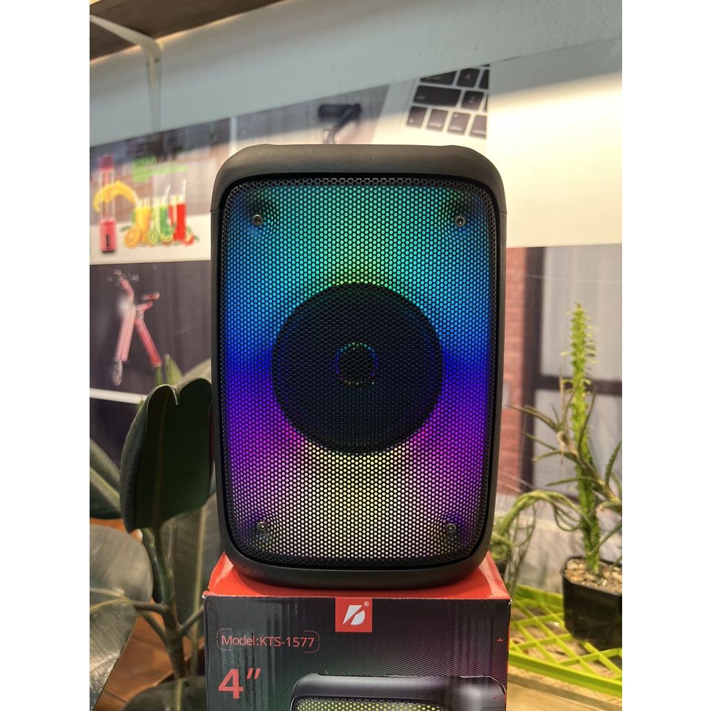 ลำโพงบูลทูธ KTS-1577 ดอก4นิ้ว มีAUX ปรับไฟ-ปิดไฟได้ วางมือถือได้ แบตในตัว เสียงดี | Shopee Thailand