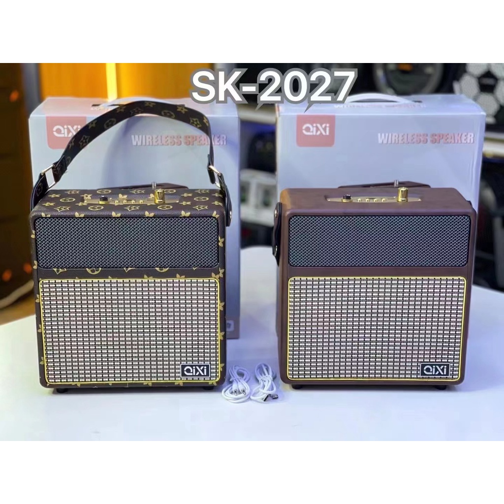 SK-2027 ลำโพงบลูทูธ(แถมไมโครโฟน)รองรับไมโครโฟน กีตาร์และเครื่องดนตรีอื่นๆ ลำโพงRetro ลำโพงแบบ ...