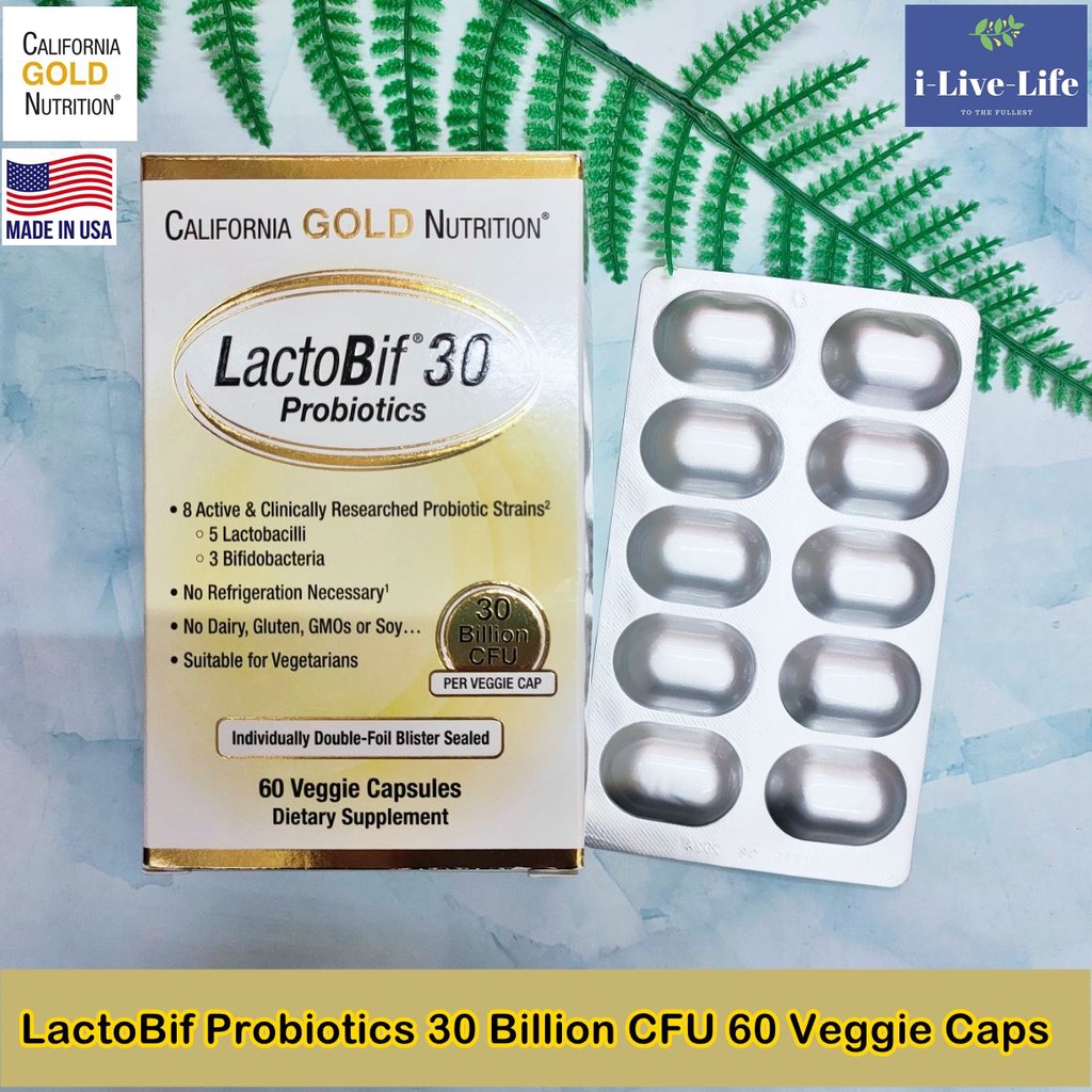 LactoBif Probiotics 30 Billion CFU 60 Veg Caps - California Gold ...