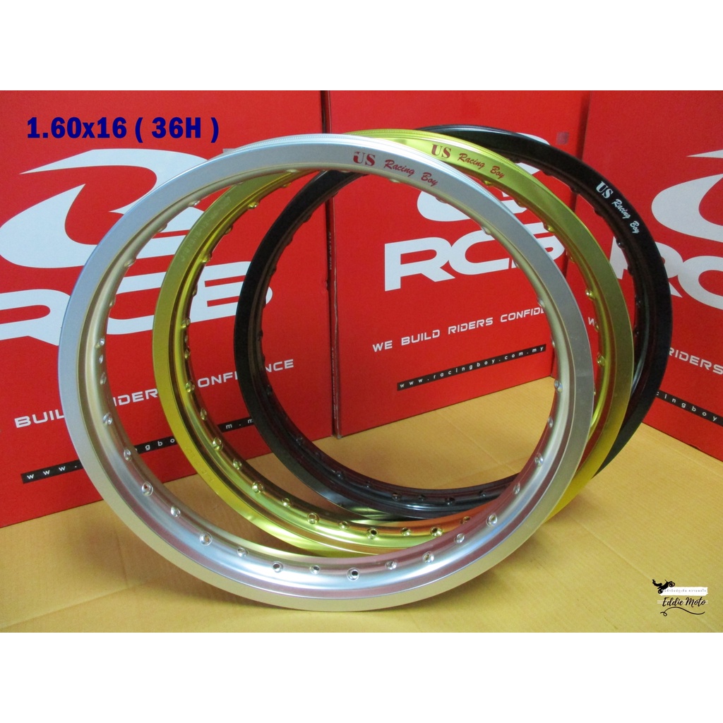 "US Racing Boy" ALUMINIUM POLISH WHEEL RIM 1.60x16 (dot 36) "SILVER ...