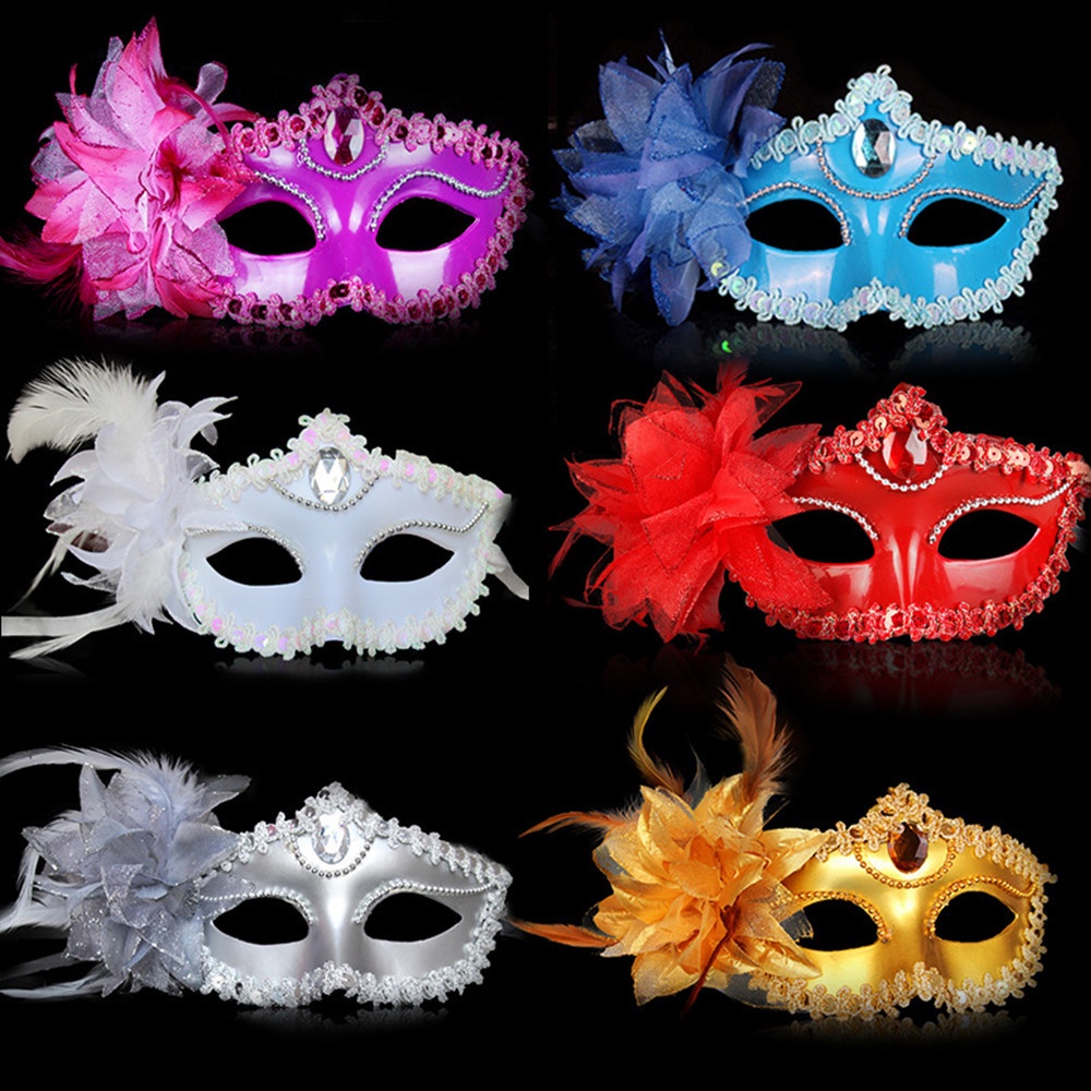 Dance Party Mask Venice Feather ดอกไม้งานแต่งงาน Carnival Performance ...