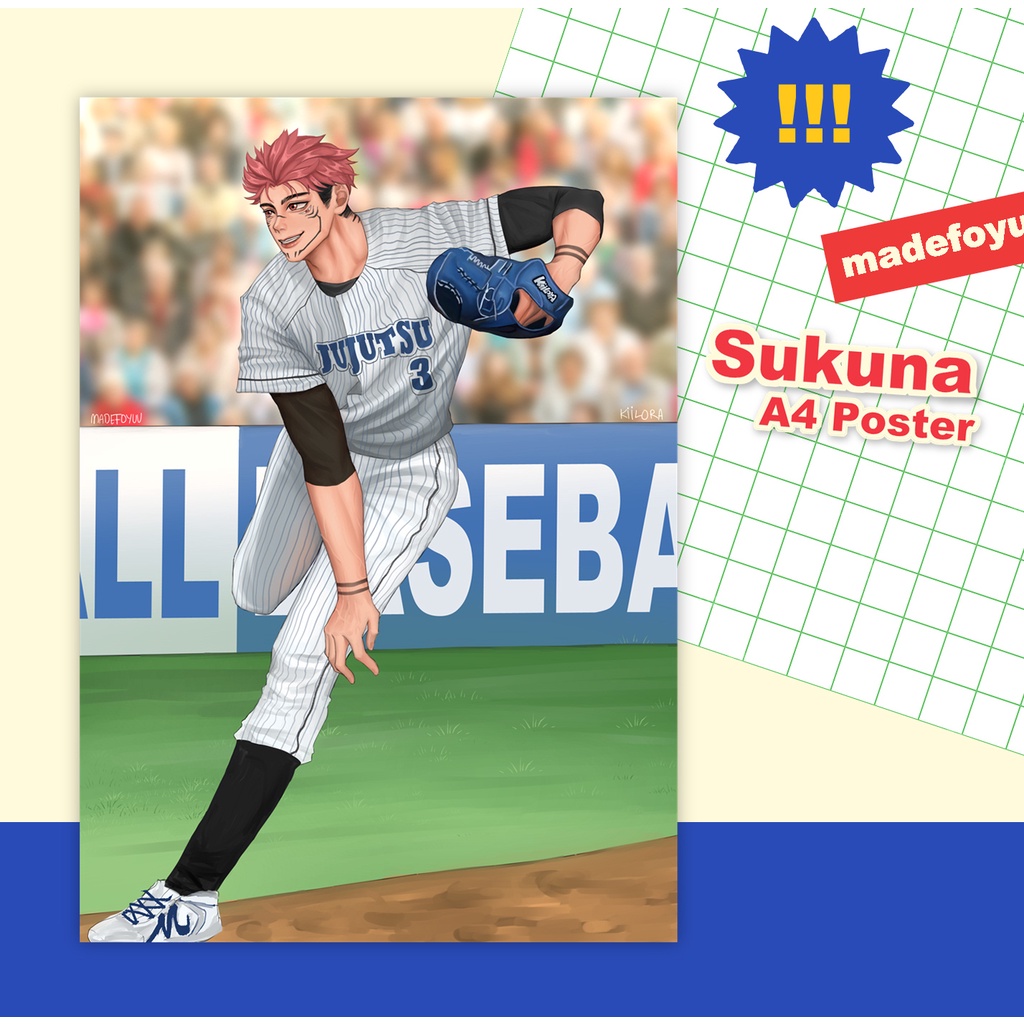 Jjk Sukuna Baseball A4 Poster MADEFYUU | Shopee Thailand