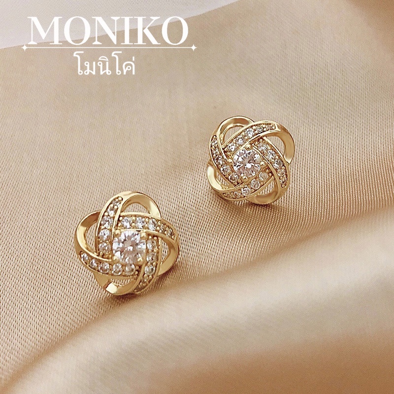 MONIKO ต่างหูทองเพชร ต่างหูผู้หญิง เครื่องประดับ | Shopee Thailand