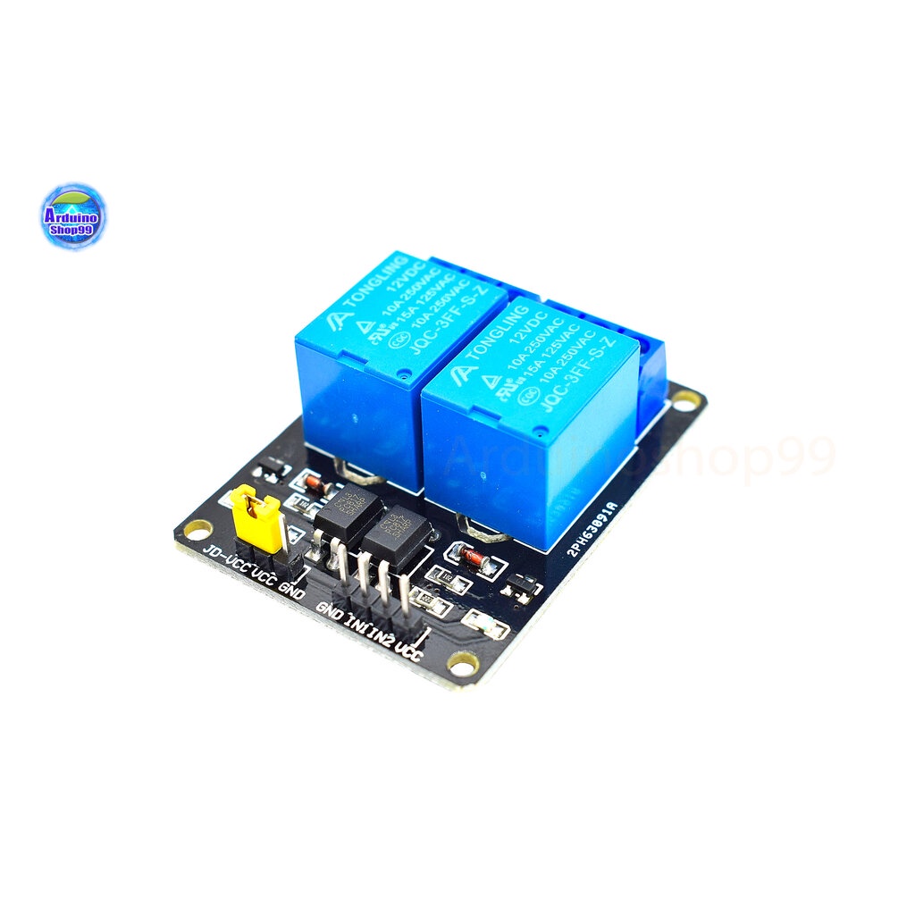 2-channel 12V relay module with optocoupler isolation low-level trigger ...