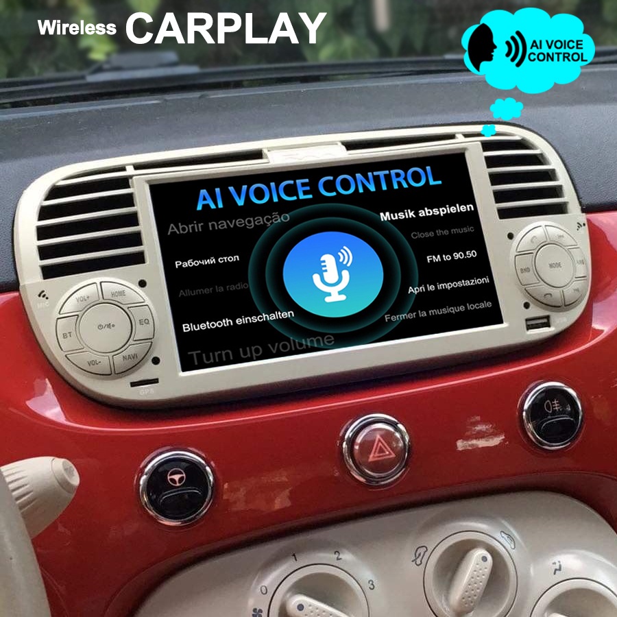 AI Voice Android 11 Car Video Player Radio Upgrade For FIAT 500 2012 ...