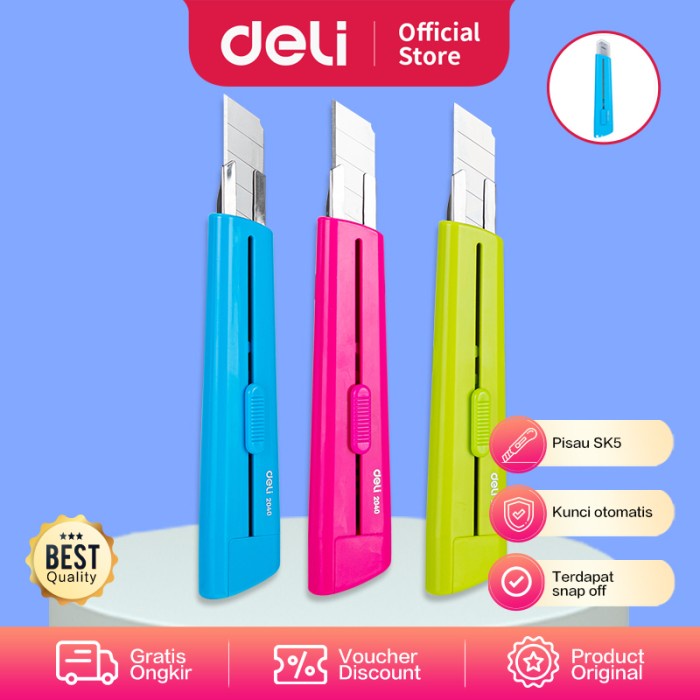Deli 2040 Cutter Fancy คัตเตอร์แฟนซีขนาดใหญ่ 18 mm คัตเตอร์ คัตเตอร์ ...