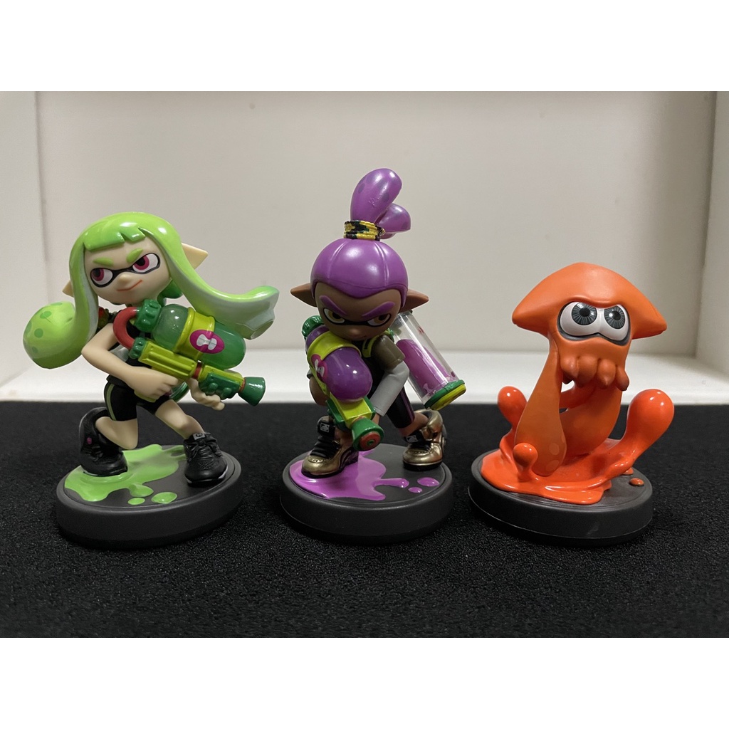 Amiibo Splatoon Green Inkling Girl, Purple Inkling Boy, Orange Squid ...
