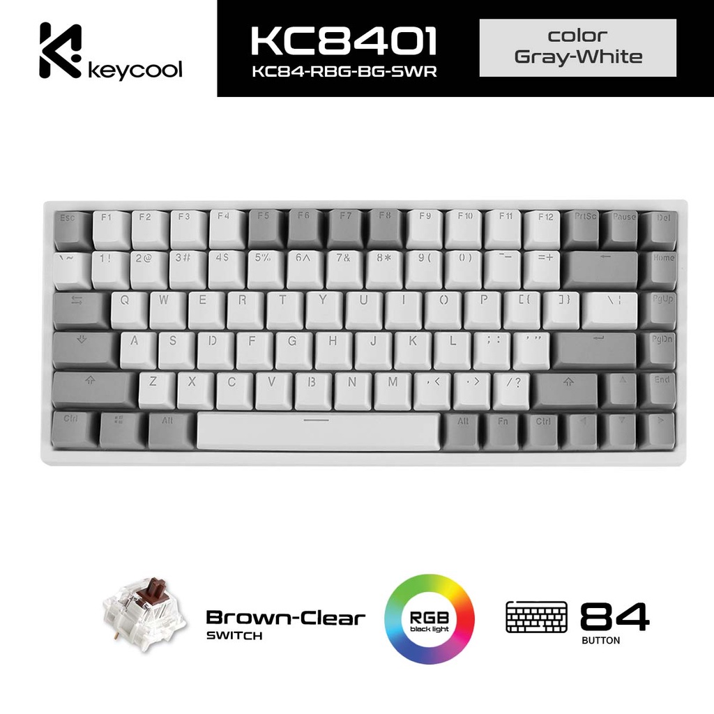 Keycool KC84 RGB คีย์บอร์ดเกมมิ่ง มีไฟ Red switch / Brown switch 84ปุ่ม ...