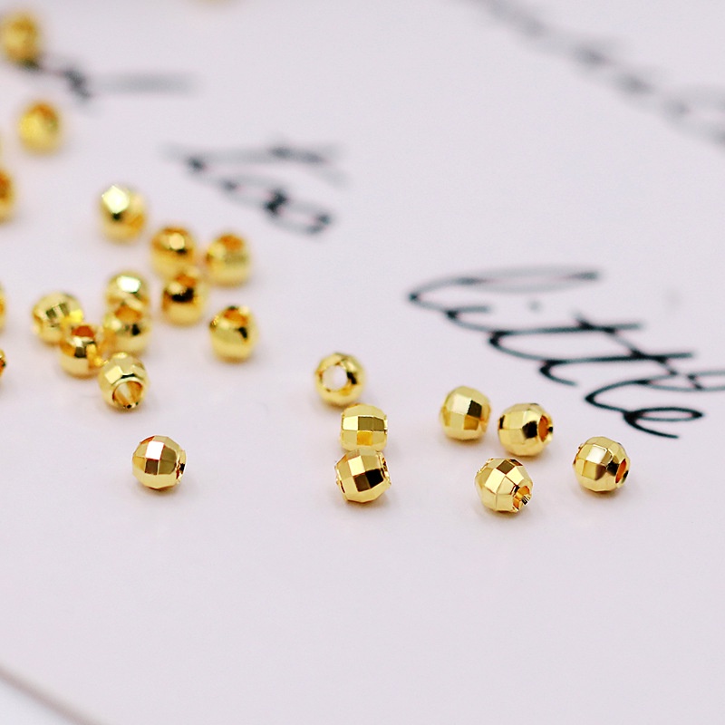 [50 ชิ้น/แพ็ค] ลูกปัดเลเซอร์ ชุบทองแดง 18K พร้อมลูกปัดเพชร สีทอง 14K diy | Shopee Thailand