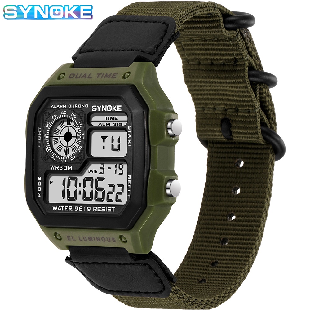 SYNOKE นาฬิกาผู้ชายดิจิตอลนาฬิกาข้อมือทหารสแควร์ LED กีฬานาฬิกาชายนาฬิกา | Shopee Thailand