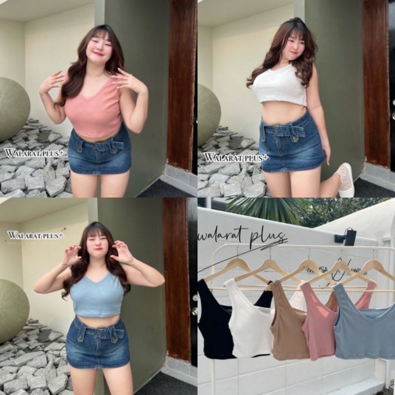 เสื้อกล้ามคอวีไซส์ใหญ่ เนื้อผ้าร่องยืดได้เยอะ สาวอวบอ้วนใส่สบายค่า Bigsize,Plussize | Shopee ...