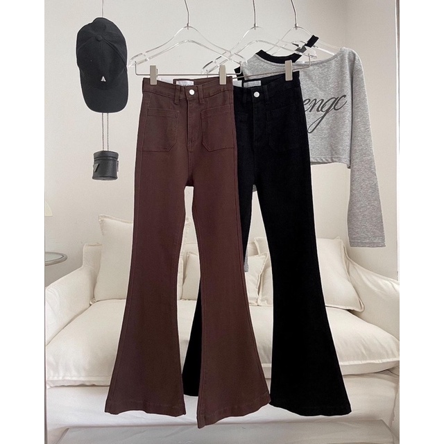 (พร้อมส่ง) Reindeer jeans กางเกงยีนส์ขาบาน กางเกงยีนส์เอวสูง | Shopee ...