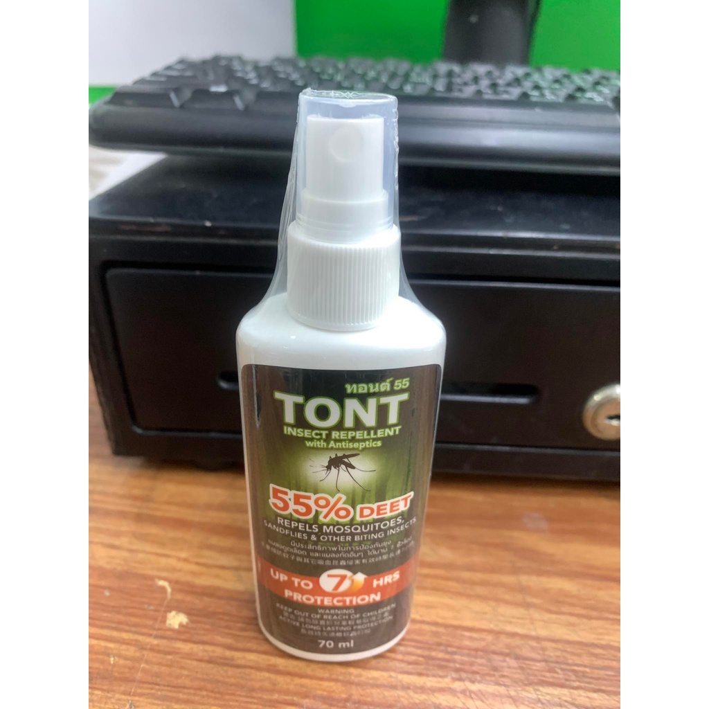 สเปรย์กันยุง Tont Insect Repellent DEET55% 70ml. (ปกป้องได้นาน 7ชั่วโม ...