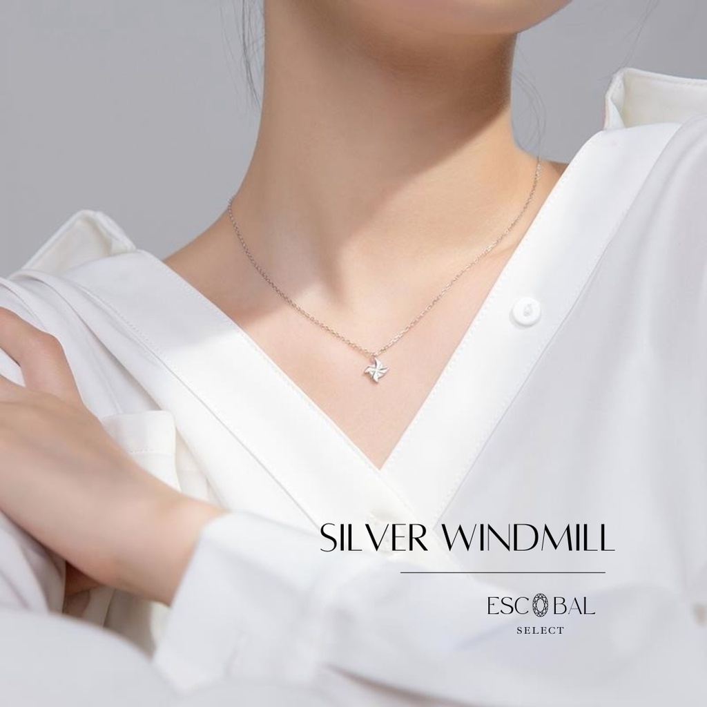 ESCOBAL พร้อมส่ง สร้อยคอเงินแท้ Silver Windmill สร้อยเพชร ของขวัญให้แฟน ไม่ลอกไม่ดำ สไตล์ใหม่ ...