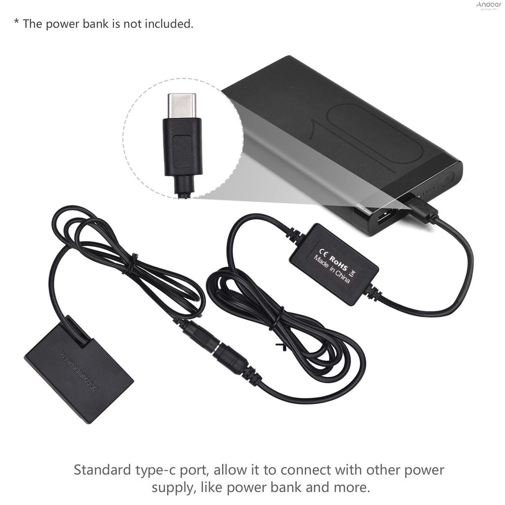 PD USB Type-C Cable to DR-E18 Dummy Battery DC Coupler LP-E17 Replacement for 750D 760D T6S 77D ...