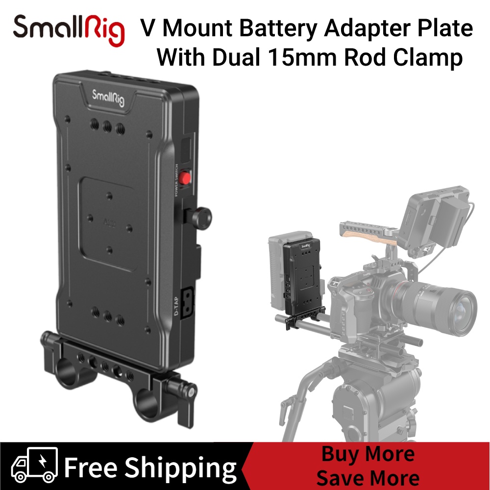 SmallRig V Mount Battery Adapter Plate with Dual 15mm Rod Clamp 3203 ...