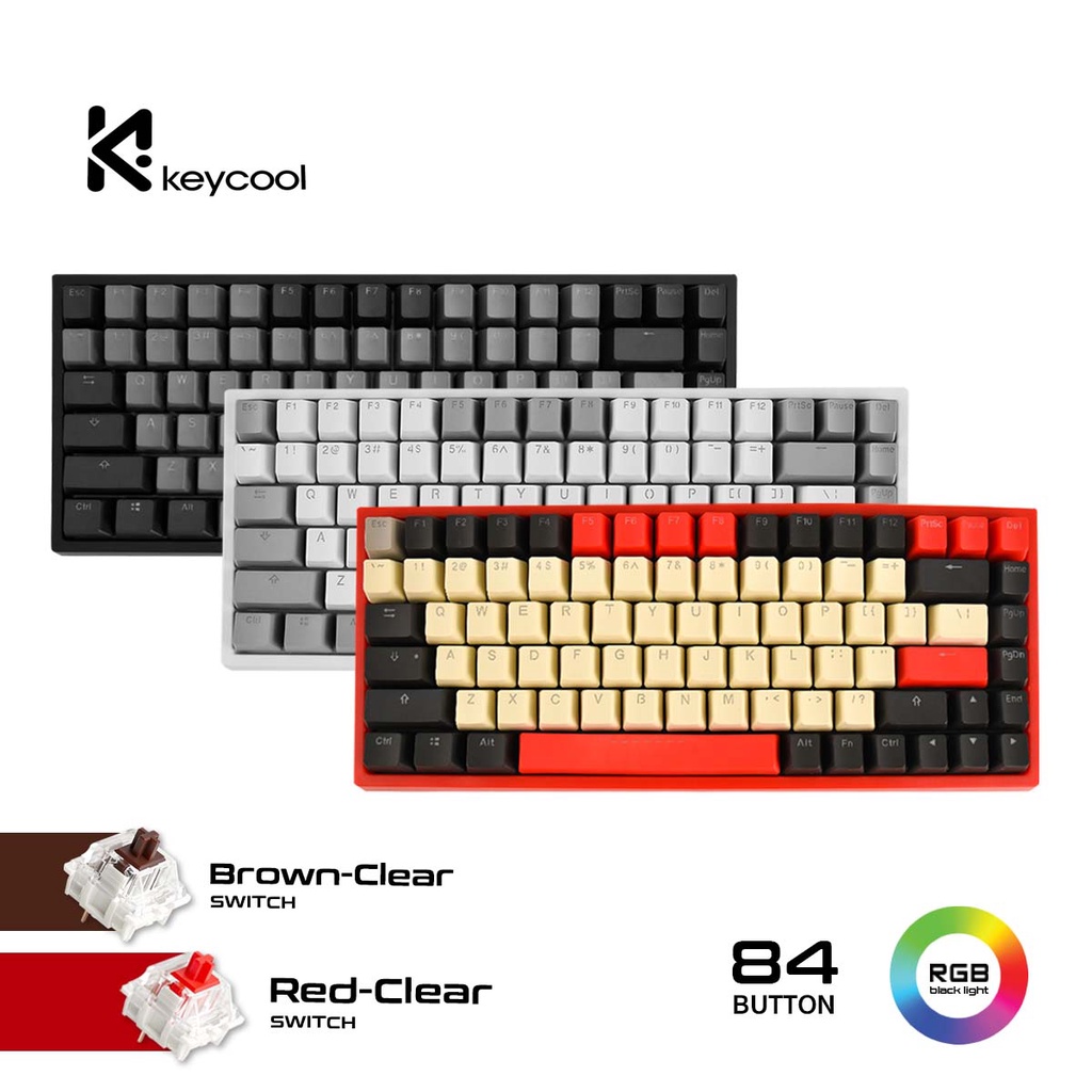 Keycool KC84 RGB คีย์บอร์ดเกมมิ่ง มีไฟ Red switch / Brown switch 84ปุ่ม ...
