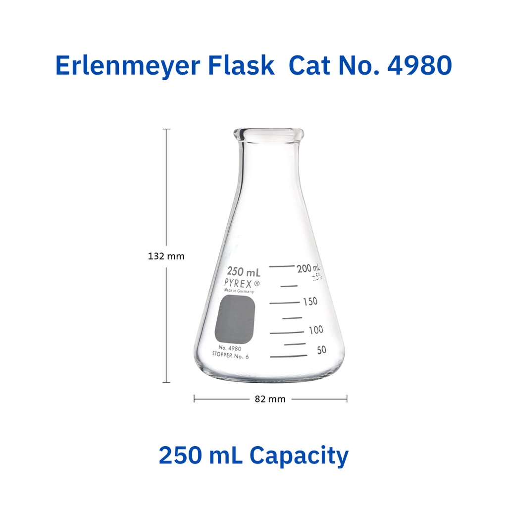 Erlenmeyer Flask ขนาด 250 ml. Brand Pyrex จำนวน 1 ใบ | Shopee Thailand