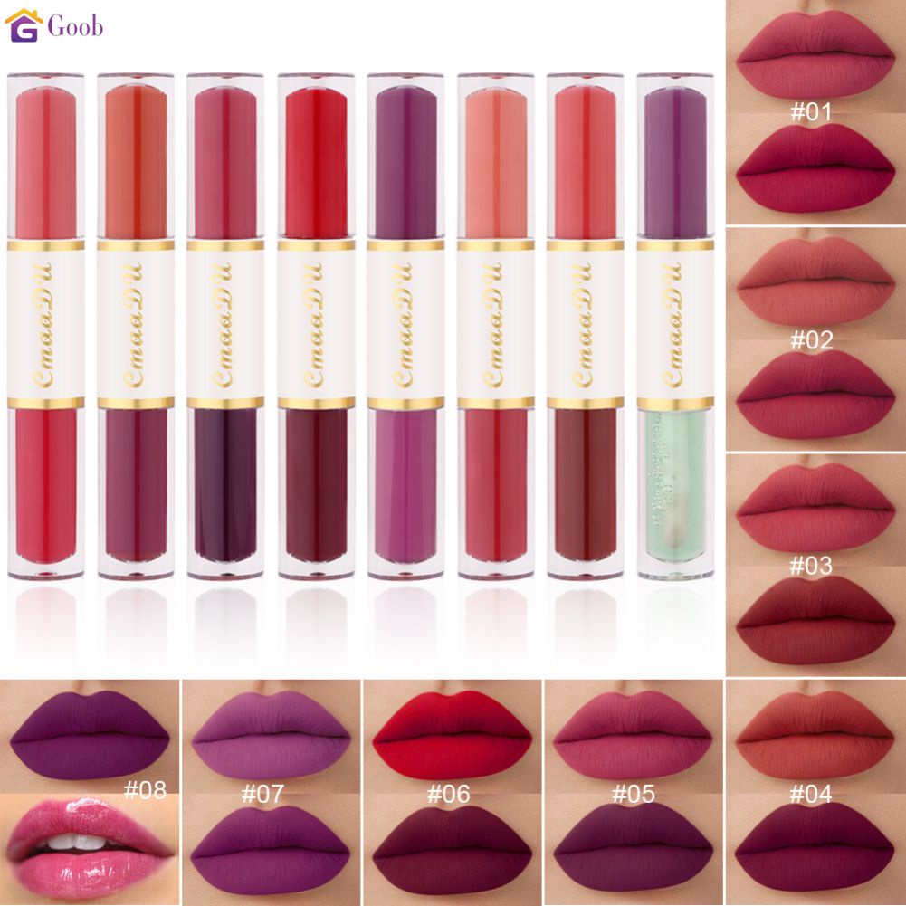 CmaaDu แบบสองหัว ลิปกลอส 2สี ลิปเวลเวท ลิปสติก เนื้อแมตต์ สองหัว เนื้อ ...