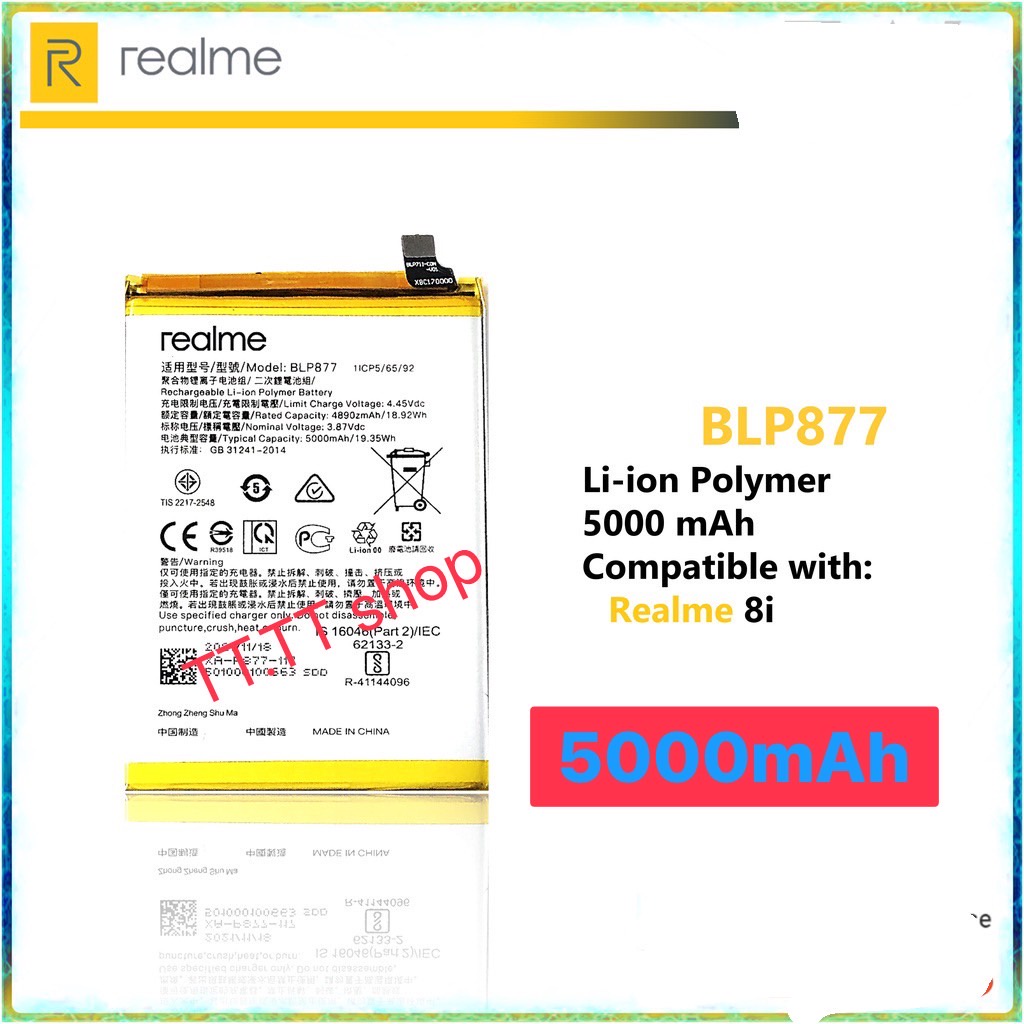 แบตเตอรี Realme 8 / Realme 8i BLP877 5000mAh ประกัน 3 เดือน | Shopee ...