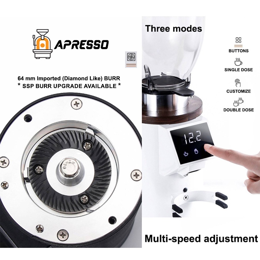 ♥️ APRESSO A3 Gen 2 Coffee Grinder (DF64E) Flat Burrs 64mm (SSP Option ...