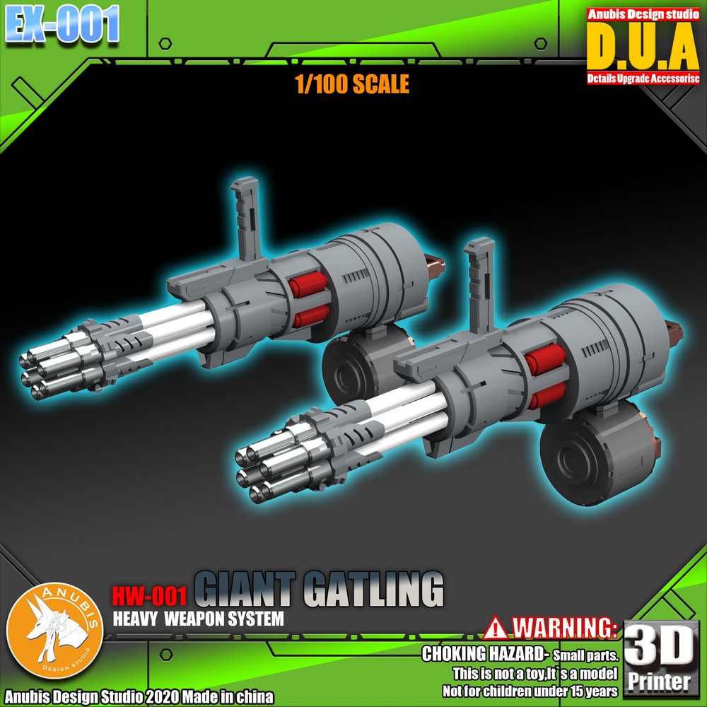 [ Anubis Studio ] พาทเสริมสำหรับเพิ่มดีเทล EX001 ปืน แกตลิ่ง Gatling gun สำหรับสเกล 1/100 ...