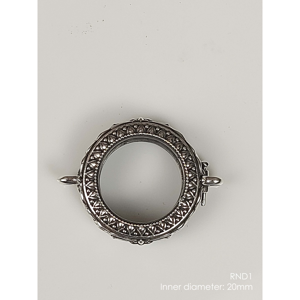 RND1Silver925 round amulet casing inner diameter 20mm กรอบพระเงินแท้925 ...