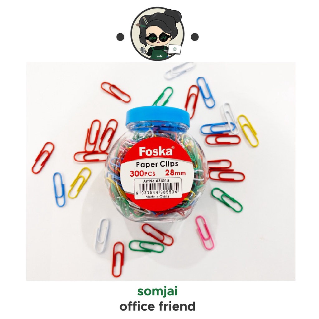 Foska (ฟอสก้า) ลวดสีเสียบกระดาษ ขนาด 28mm. จำนวน 300 ชิ้น รุ่น AS4015 ...