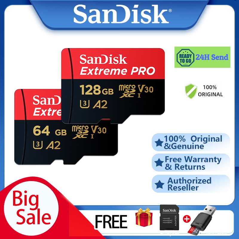 Sandisk Extreme PRO (32GB/64GB/128GB) การ์ด microSDXC UHS-I A2 คลาส 10 U3 MAX.200MB/s | Shopee ...