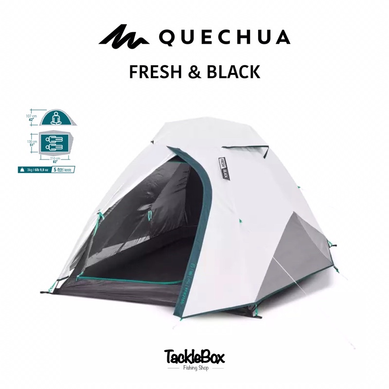QUECHUA MH100 รุ่น FRESH BLACK เต็นท์สำหรับ 2-3 คน กันแดด UV99% กันน้ำ ...