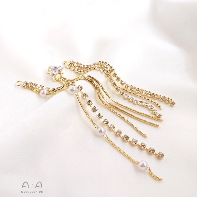 เครื่องประดับ ต่างหูโซ่ จี้ไข่มุก ประดับเพทาย ทองแท้ 14k diy | Shopee Thailand